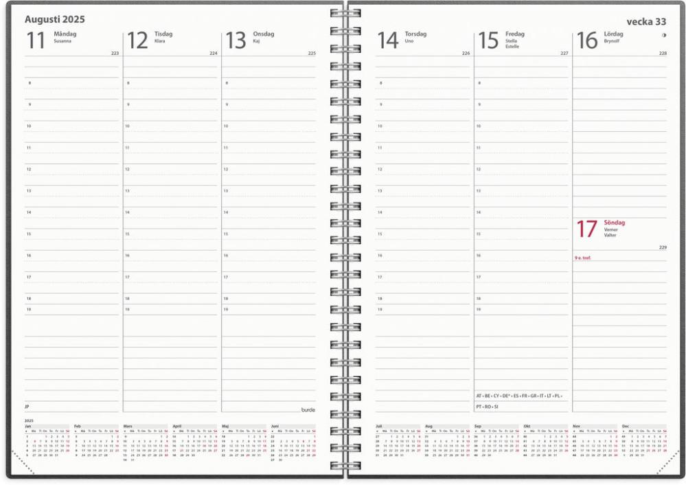 Weekly A5 refill 2025