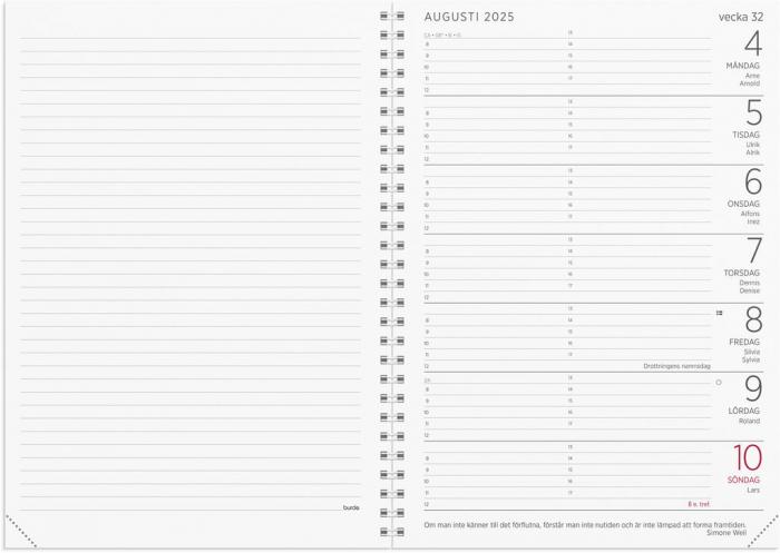 Stor Veckokalender svart konstläder 2025 med slejf