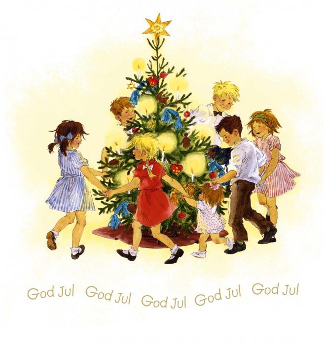 Julkort Cancerfonden 10-pack Dansar/ Barn vid grind