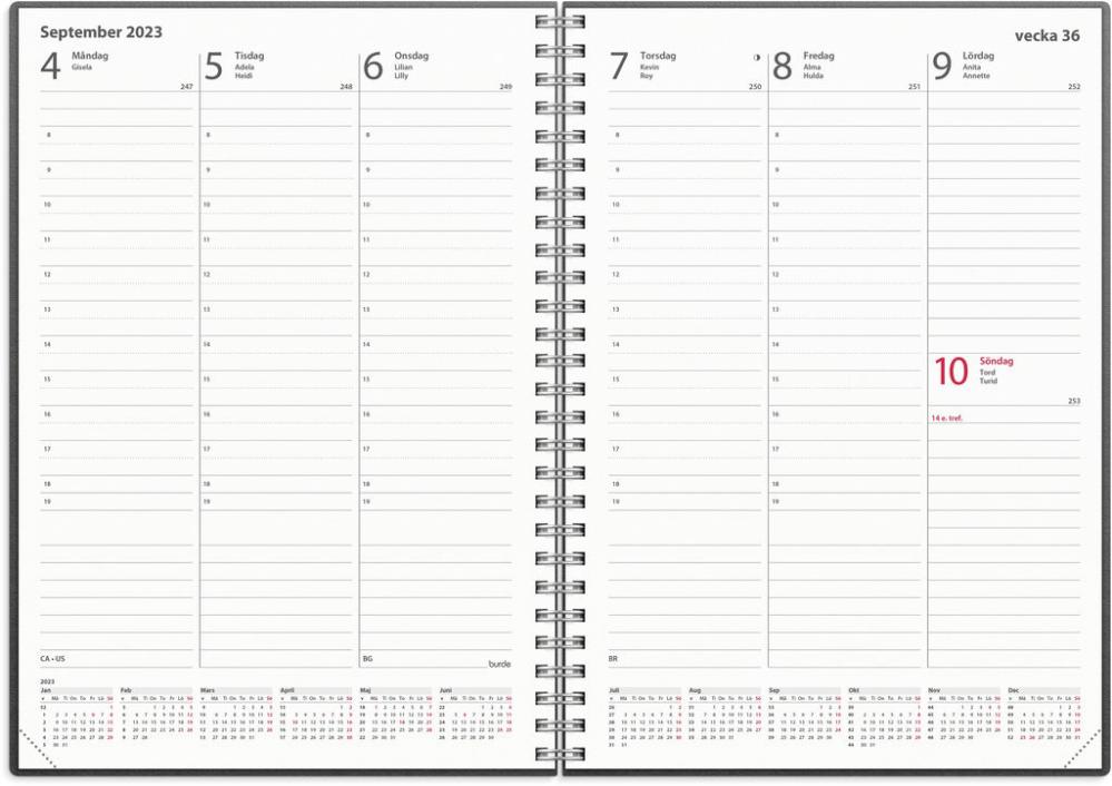 Weekly A5 rosa konstläder Tora med slejf 2023