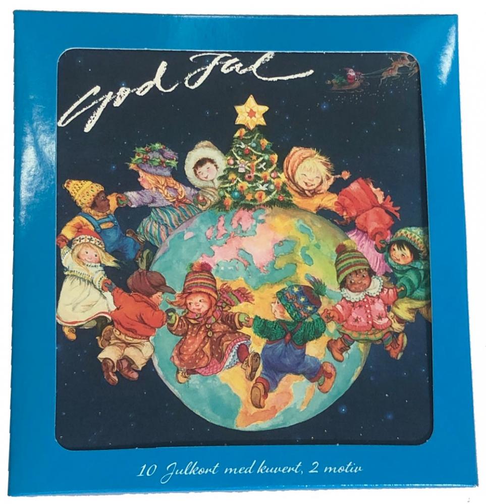 Julkort Unicef 10-pack Julgran och barn/Barn och duvor