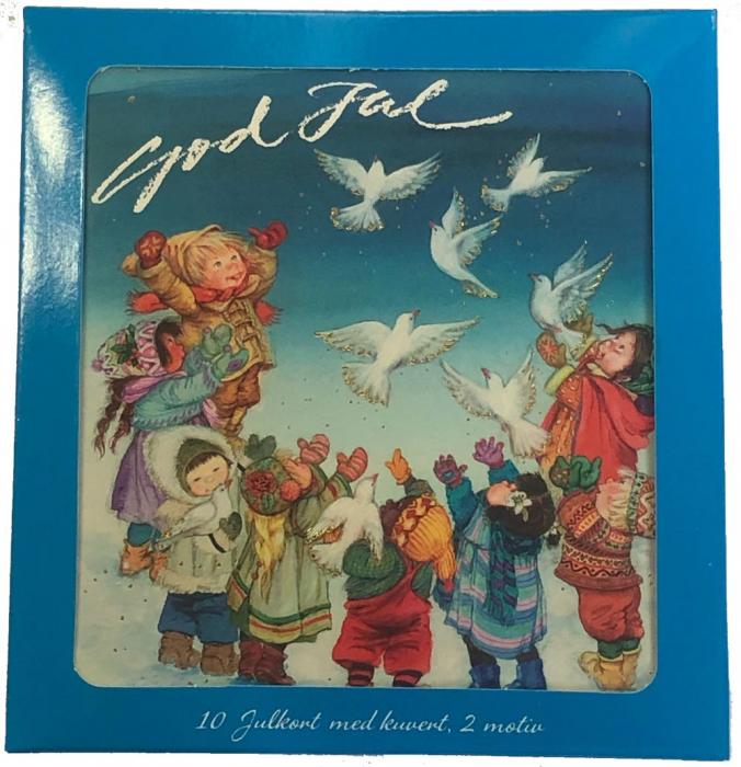 Julkort Unicef 10-pack Julgran och barn/Barn och duvor