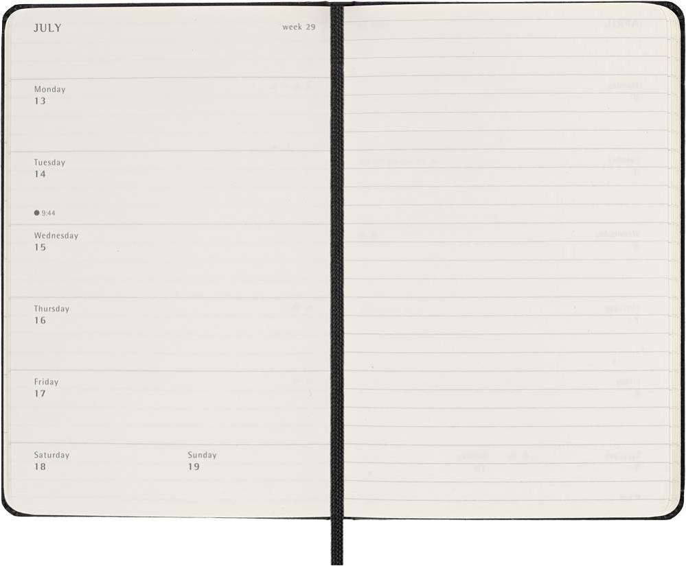 Kalender Moleskine Weekly Notebook Black hard pocket 2026