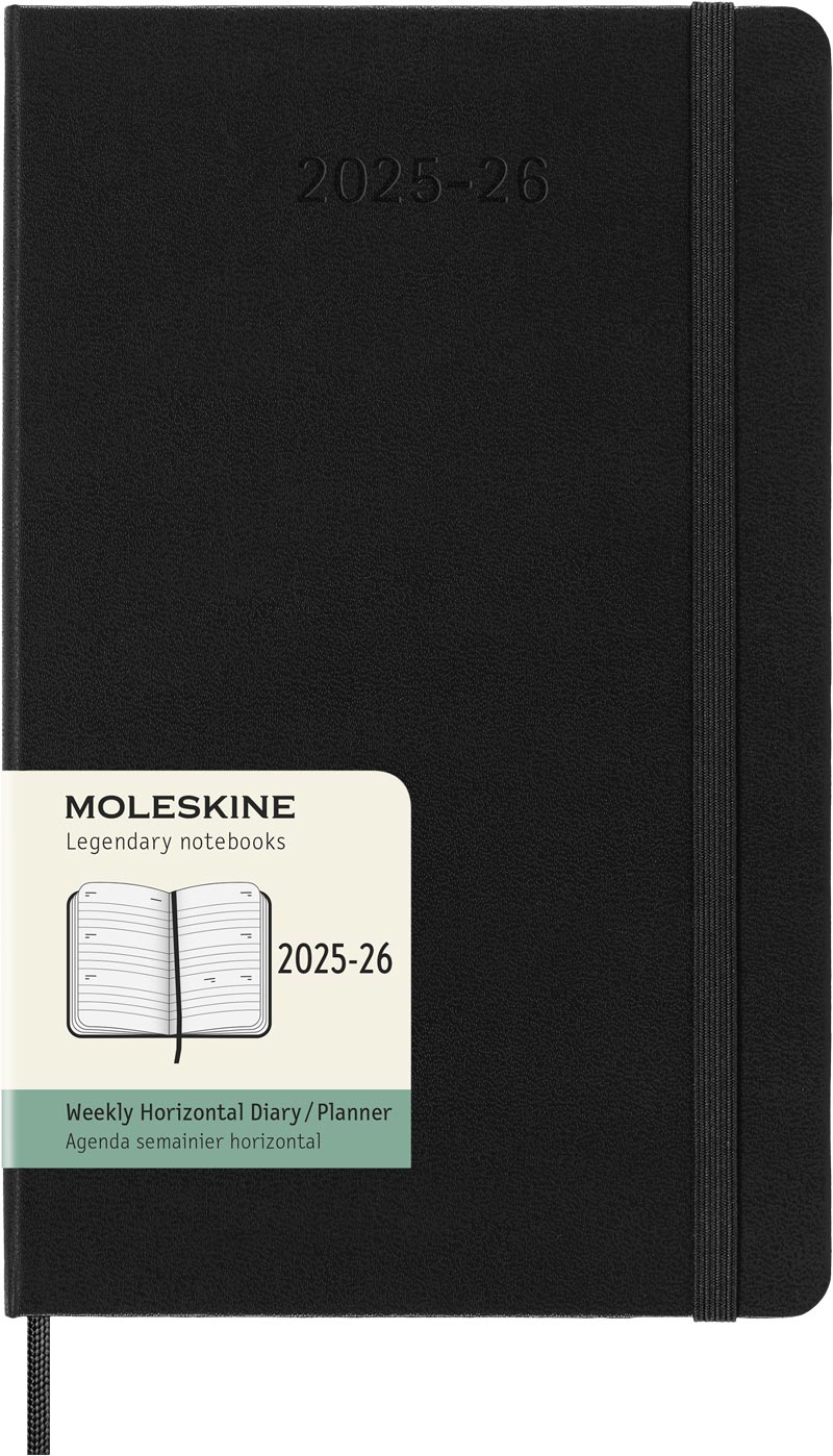 Kalender Moleskine Horizontal Weekly Black Hard Large 25/26